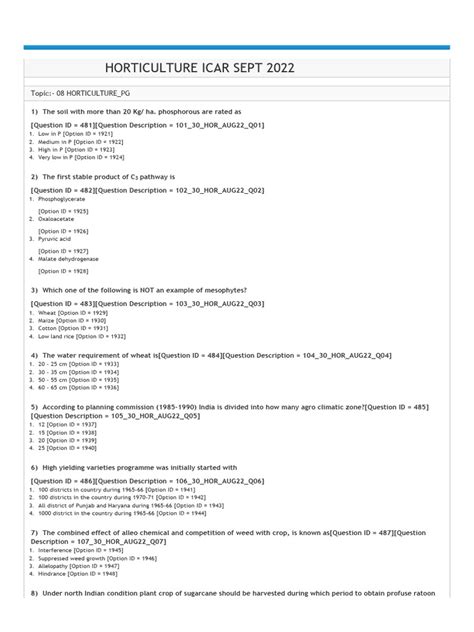 Icar Jrf Paper Pdf Botany Plants