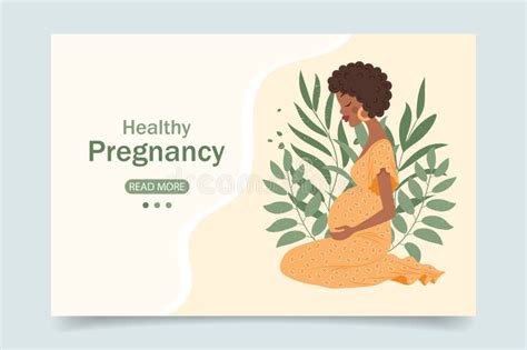 Banner With Beautiful Pregnant Woman Healthy Pregnancy And Motherhood