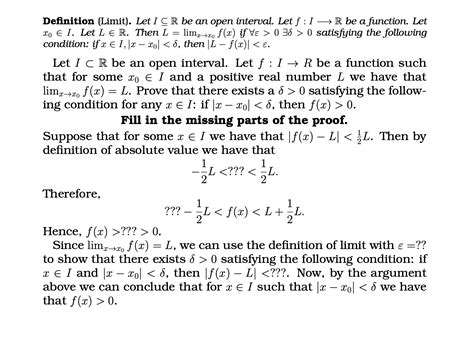 Solved Definition Limit Let I⊆r Be An Open Interval Let