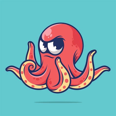 Polvo Fofo Com Vetor De Desenho Animado De Expressão Feroz Vetor Premium