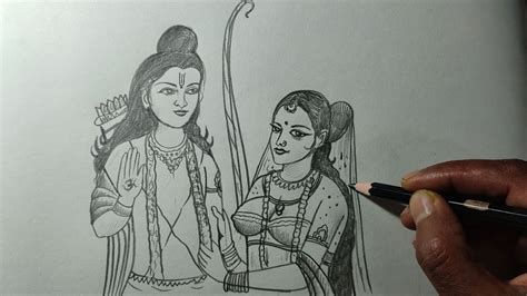 How To Draw A Siya Ram Pencil Sketch Beautiful Sita And Ram Drawing