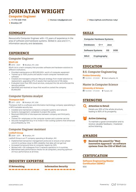 Computer Engineer Resume Examples Guide For