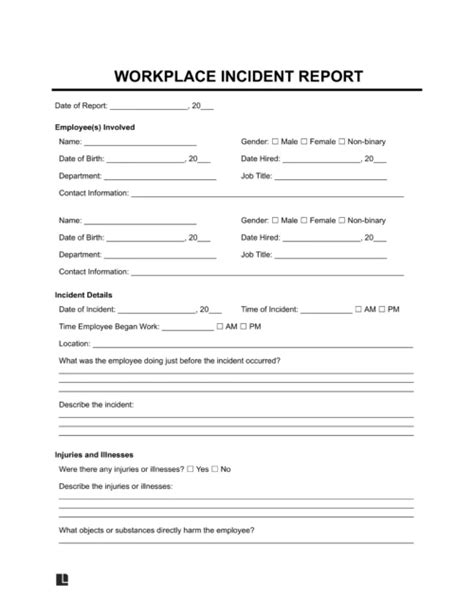 Generic Incident Report Template
