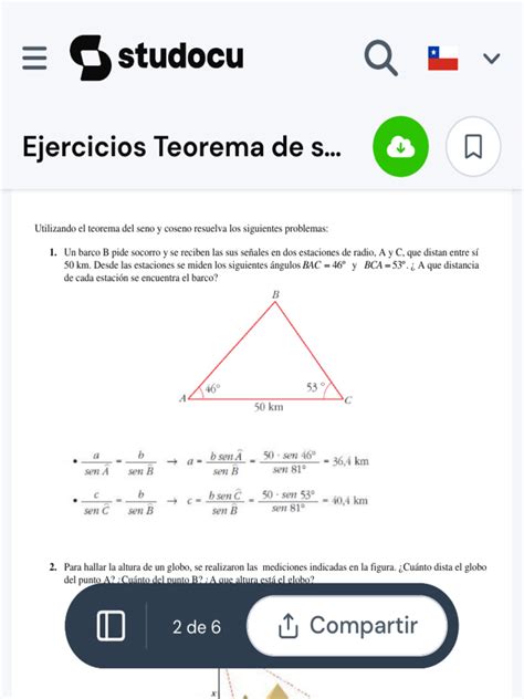 Ejercicios Teorema De Seno Y Coseno Ley Del Seno Y Del Coseno Ley De