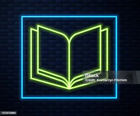벽돌 벽 배경에 고립 된 빛나는 네온 라인 오픈 북 아이콘 벡터 0명에 대한 스톡 벡터 아트 및 기타 이미지 0명 공부 교과서 Istock