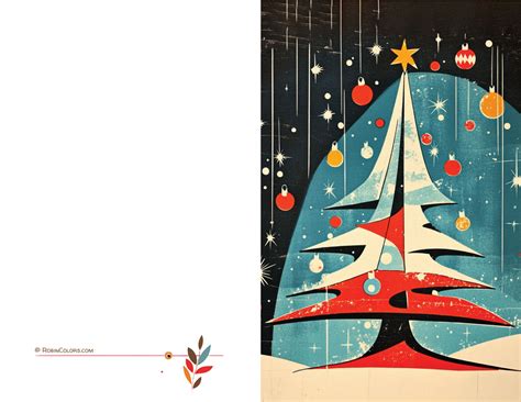 Printable Mid Century Modern Christmas Cards With Awesome Retro Art