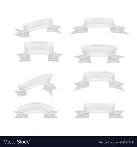 Realistic Detailed White Ribbon Scroll Set Vector Image