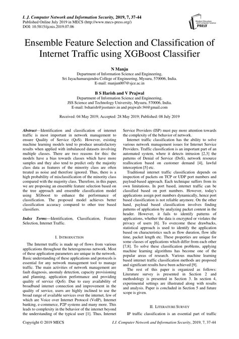 Pdf Ensemble Feature Selection And Classification Of Internet Traffic Using Xgboost Classifier