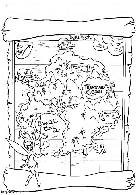 Free Treasure Map Coloring Page