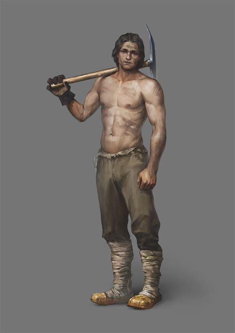 Artstation Man With A Pickaxe Character Portraits Sketches Of People Pose Reference