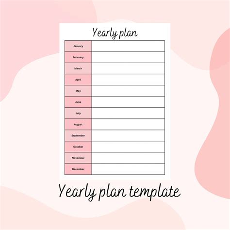 Yearly Plan Template Etsy