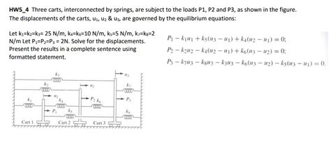 Solved Hw Three Carts Interconnected By Springs Are Subject To
