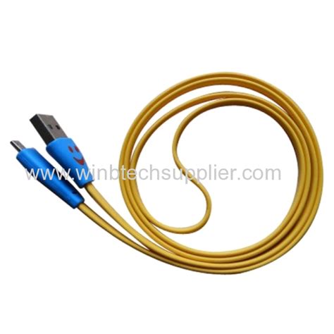 Lovely Smile Face LED Light Micro USB Data Sync Charger Cable For Samsung For HTC CellPhone