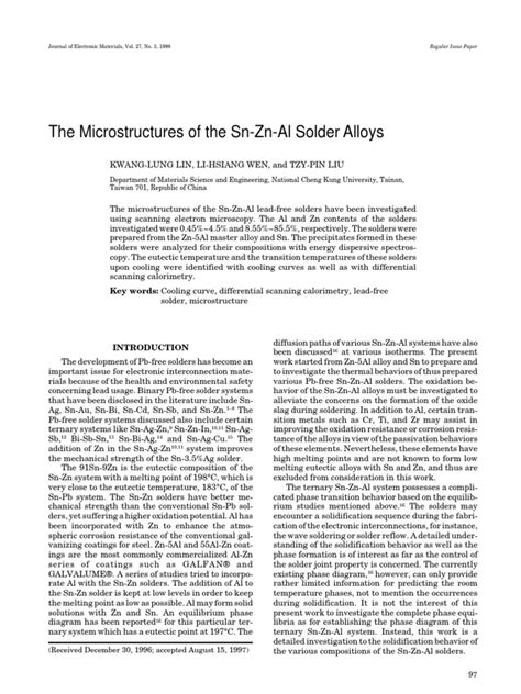 Pdf The Microstructures Of The Sn Zn Al Solder Alloyspdf Dokumentips