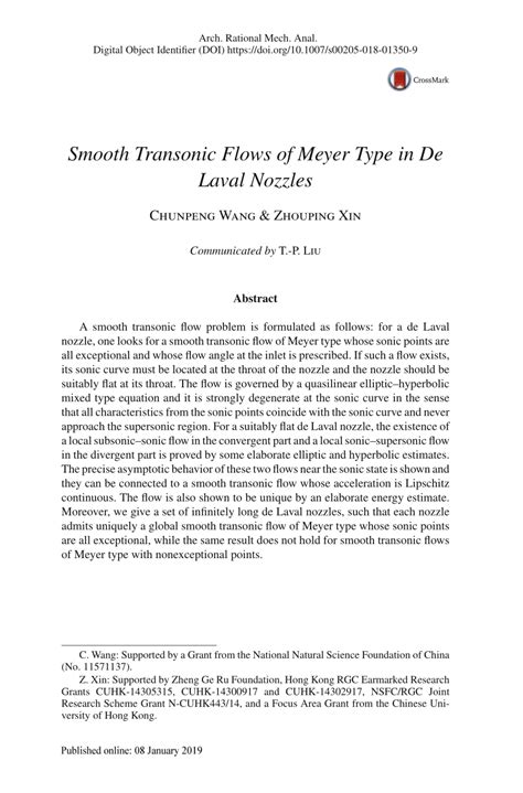 Pdf Smooth Transonic Flows Of Meyer Type In De Laval Nozzles