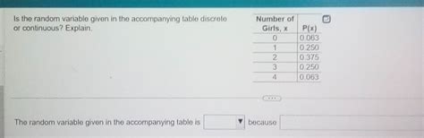 Is The Random Variable Given In The Accompanying Table Discrete Or