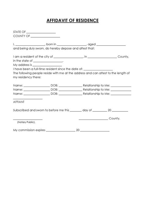 Affidavit Of Residency 6 Types Free Templates