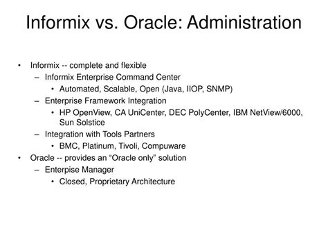 PPT Informix IDS Vs Oracle A Competitive Comparison PowerPoint Presentation ID