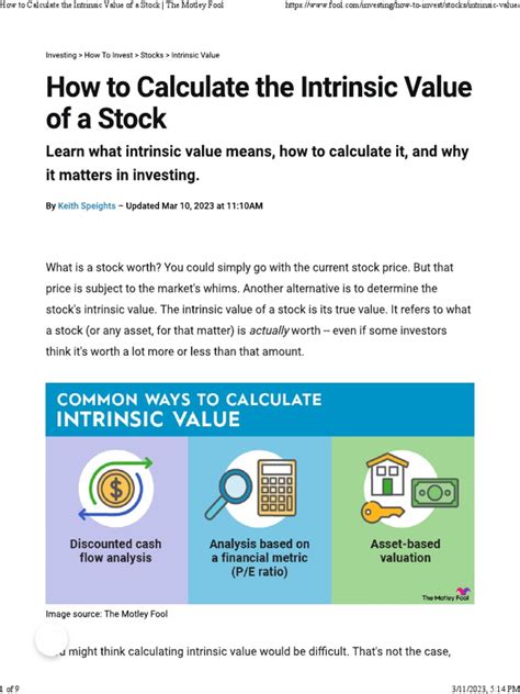 How To Calculate The Intrinsic Value Of A Stock The Motley Pdf