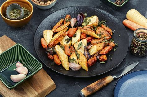 Roasted Parsnip Root And Carrots Stock Image Image Of Garlic Parsnips 307743401