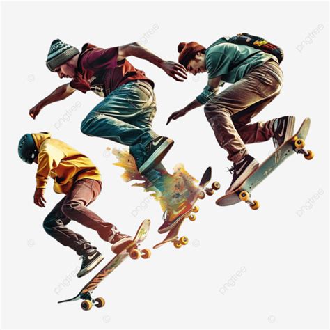 스케이트보드 익스트림 스포츠를 즐기는 스케이트보더 그룹 스케이트보더 스케이트보드 스포츠 Png 일러스트 및 이미지 에 대한