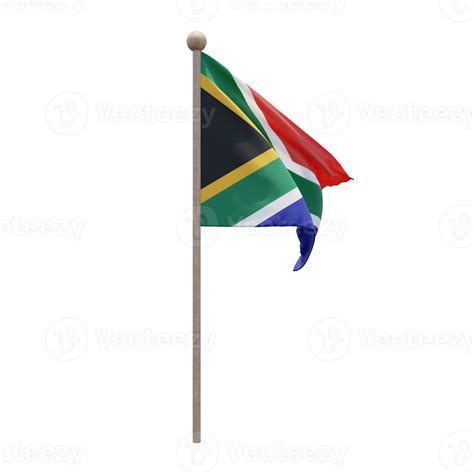 South Africa 3d Illustration Flag On Pole Wood Flagpole 11235021 Png