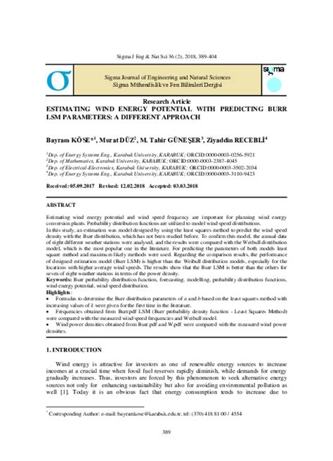 pdf estimating wind energy potential with predicting burr lsm