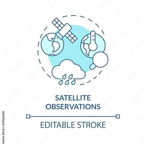 2d Editable Blue Satellite Observations Icon Monochromatic Isolated Vector Climate Metrics