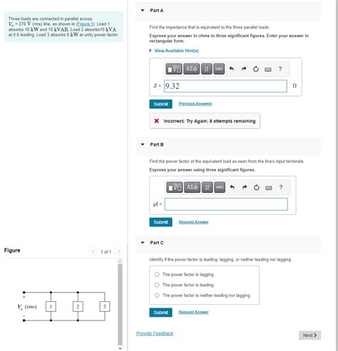 [solved] three loads are connected in parallel across vo 2