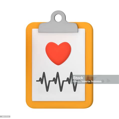 심장 및 심전도가 포함된 3d 의료 문서 의료 아이콘입니다 건강 관리 및 의학 건강진단 양식 보고서 건강진단 클립보드 흰색 배경에 고립 된 3d 벡터 그림 3차원 형태에