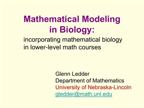 Mathematical Modeling In Biology Presentation