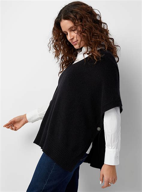 Side Buttons Poncho Sweater Contemporaine Sweater Vests And Camis