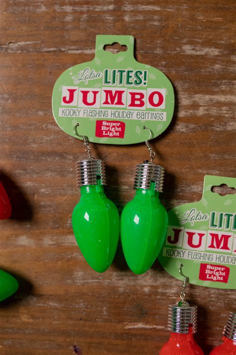 Green And Red Christmas Bulb Lotsa Lites Jumbo Earrings Decorators