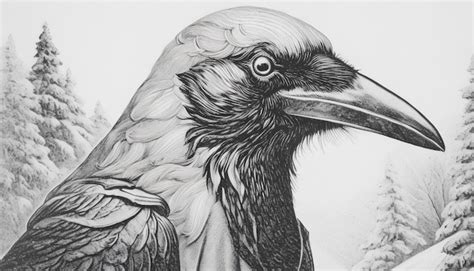 Premium Photo A Drawing Of A Raven With A Long Beak