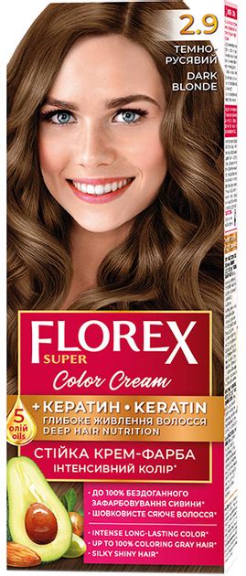 Набор Florex Super Стойкая крем-краска для волос Кератин 2.9 Темно ...