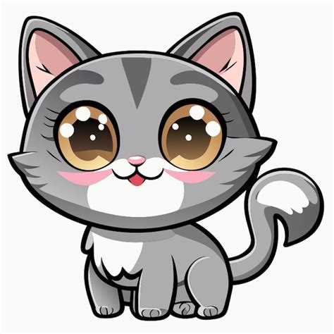 Premium Vector Cute Grey Cat Cartoon Vector Illustration