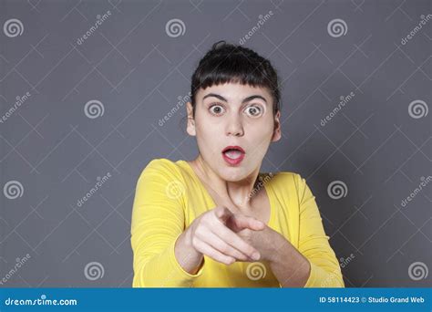 Scared Young Brunette Recognizing Someone Stock Image Image Of
