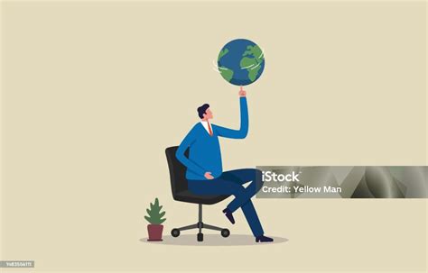 세계화 글로벌 비즈니스 비전 의자에 앉아 지구본을 돌리는 사업가 전세계 비즈니스 그림 쥠에 대한 스톡 벡터 아트 및 기타 이미지 Istock