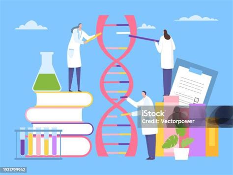 Scientist Research Dna Genetic Work With Nucleotide Concept Vector