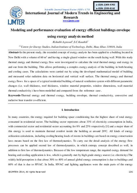 Pdf Modeling And Performance Evaluation Of Energy Efficient Buildings