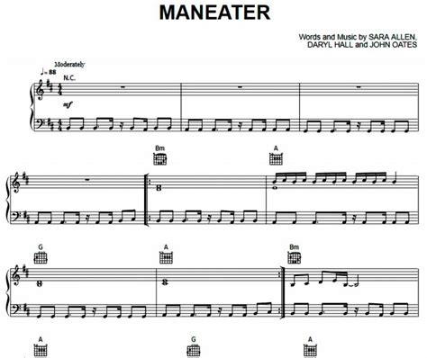 Daryl Hall And John Oates Maneater Free Sheet Music Pdf For Piano