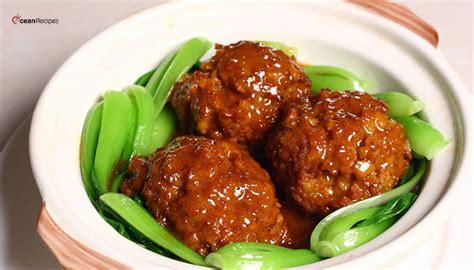 Braised Pork Ball In Brown Sauce Chinese Fried Meatballs Recipe Ocean Recipes