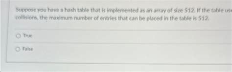 solved suppose you have a hash table that is implemented as