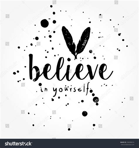 Believe Yourself Typography Poster Black White Stock Vector 296089616