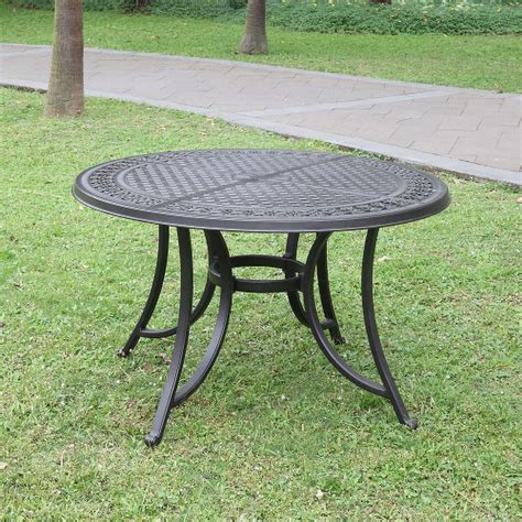 47 99 Inch Cast Aluminum Patio Table With Umbrella Hole Round Patio