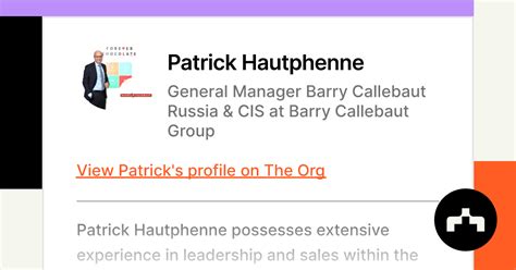 Patrick Hautphenne General Manager Barry Callebaut Russia And Cis At Barry Callebaut Group The Org