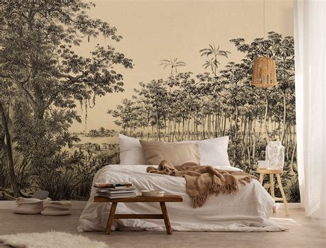 Vintage Landscape Wallpaper Self Adhesive Wall Mural Nature Etsy