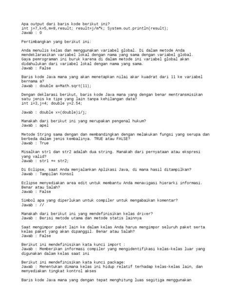 Ujian Sertifikasi Java Fundamentals Smt 3 Bagian Java Pdf