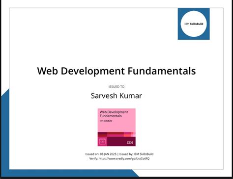 Webdevelopment Techjourney Lifelonglearning Certificateachieved Sarvesh Kumar