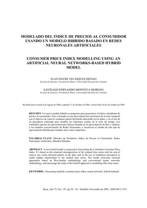 Pdf Consumer Price Index Modelling Using An Artificial Neural Networks Based Hybrid Model